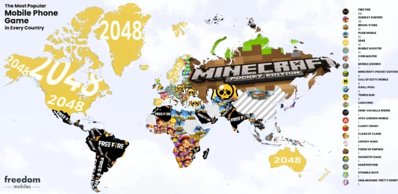 Cette carte montre quel est le jeu mobile le plus populaire dans chaque ...