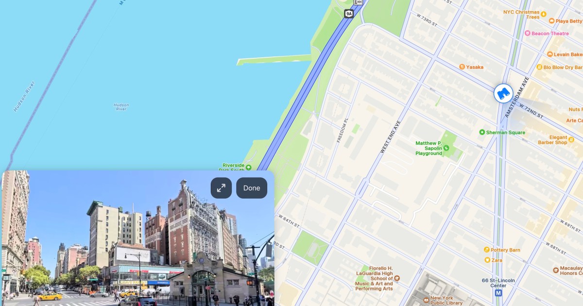 Apple Maps sur le web intègre Look Around, sa fonctionnalité semblable ...